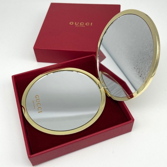 Gucci | Makeup | Gucci New In Box Gold Plated Mirror Engraved Double Gs ...